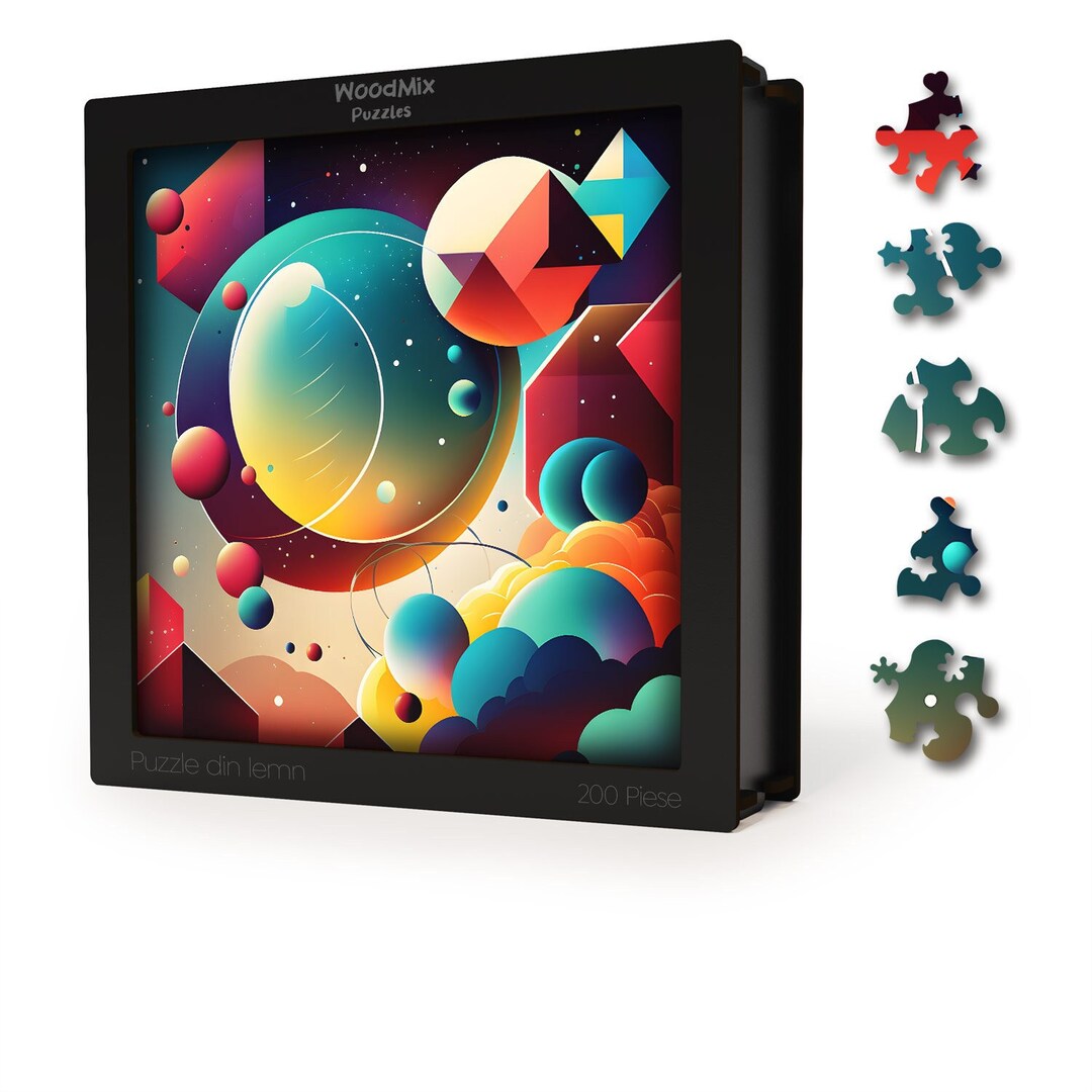 Eco-friendly Wooden Jigsaw Puzzle With 200 Unique Pieces Colorful Retro ...