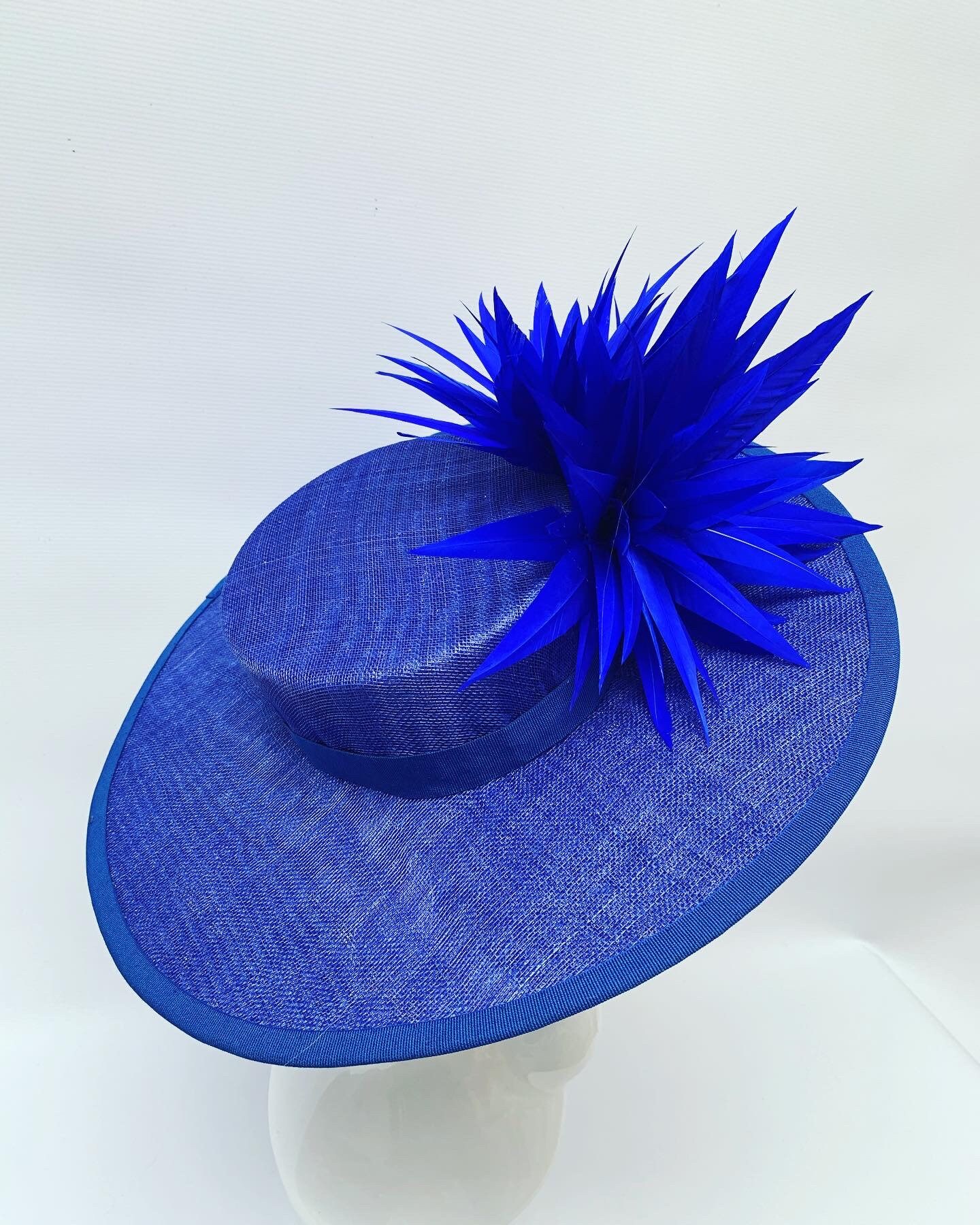 Stunning Colbalt Blue Boater Perfect for Cheltenham Ascot Mother of the ...
