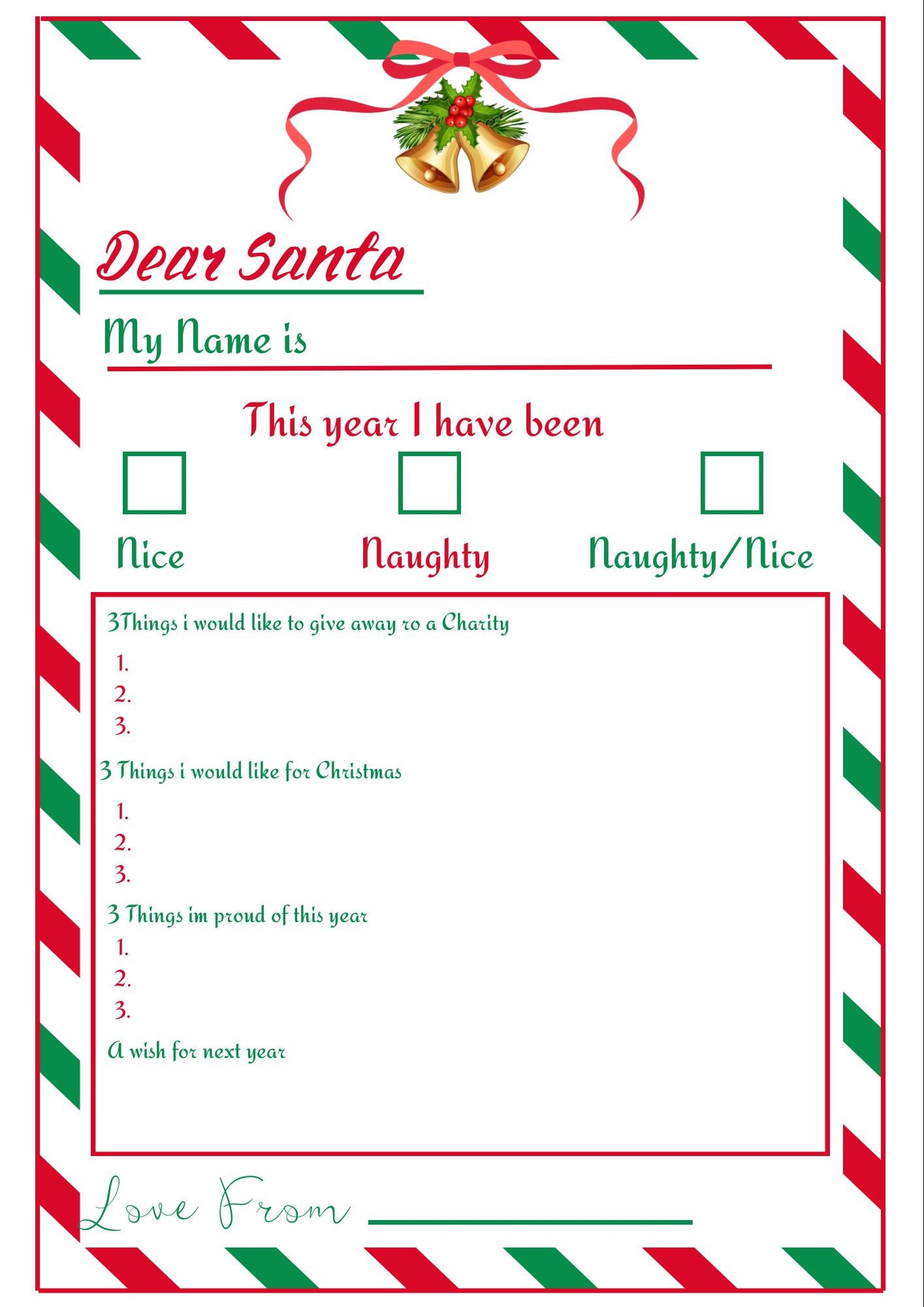 Letter to Santa Printable, Santa Wish List, Christmas Santa Letter ...