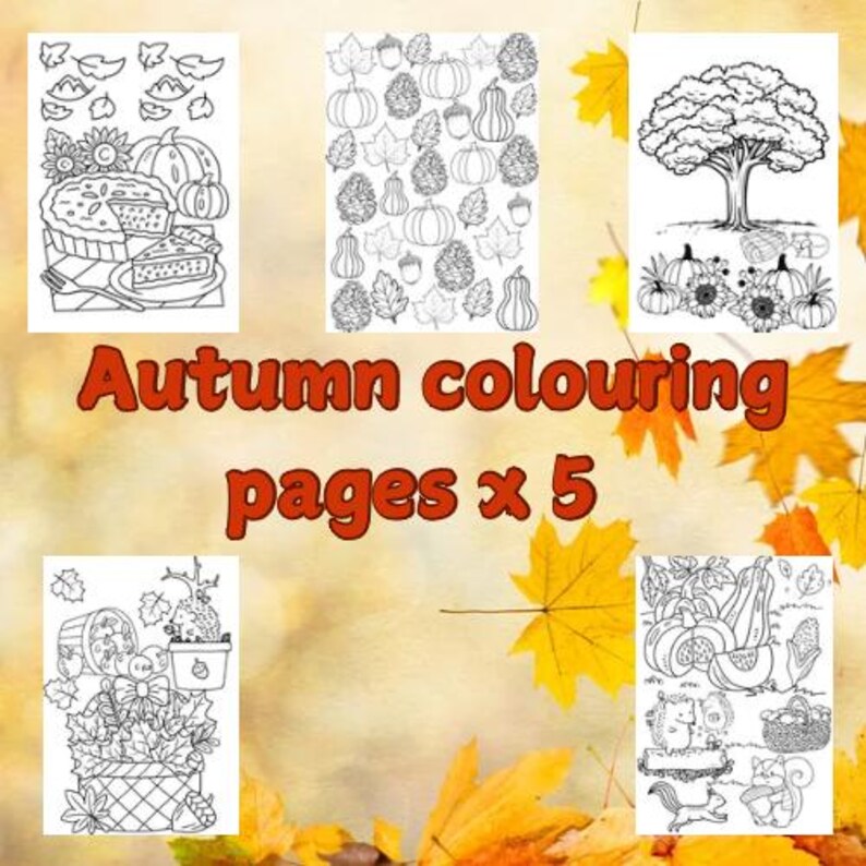 Autumn Colouring Pages X 5. Digital Download. PDF Printable. - Etsy