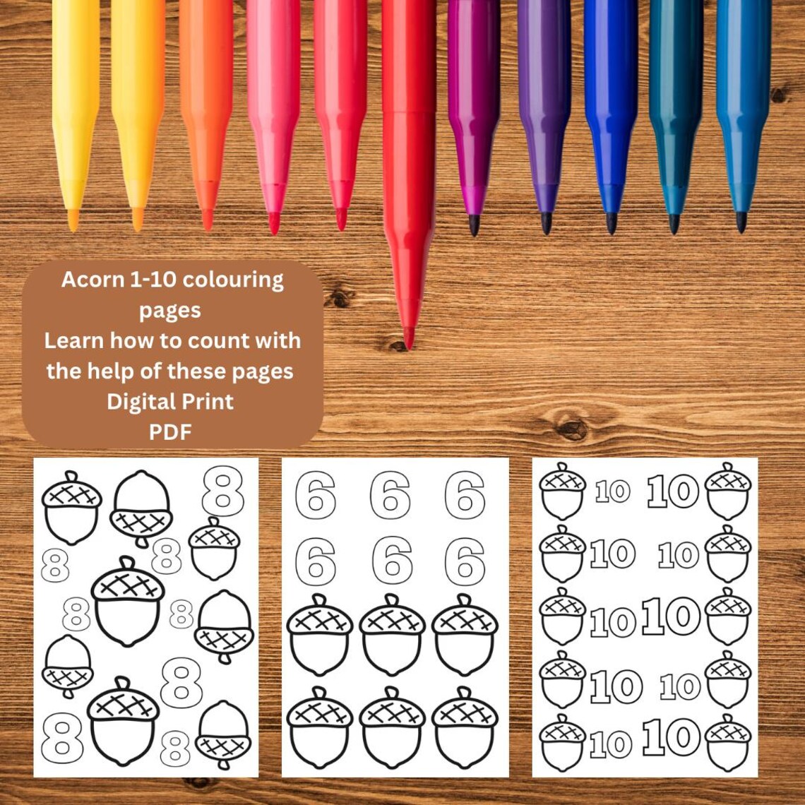 Learn How to Count With These Fun Printable Colouring Pages. Acorn 1-10 ...