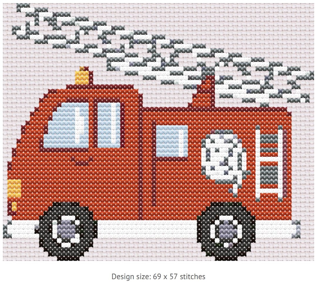 Fire Engine / Firefighters Truck Cross Stitch Pattern PDF - Etsy