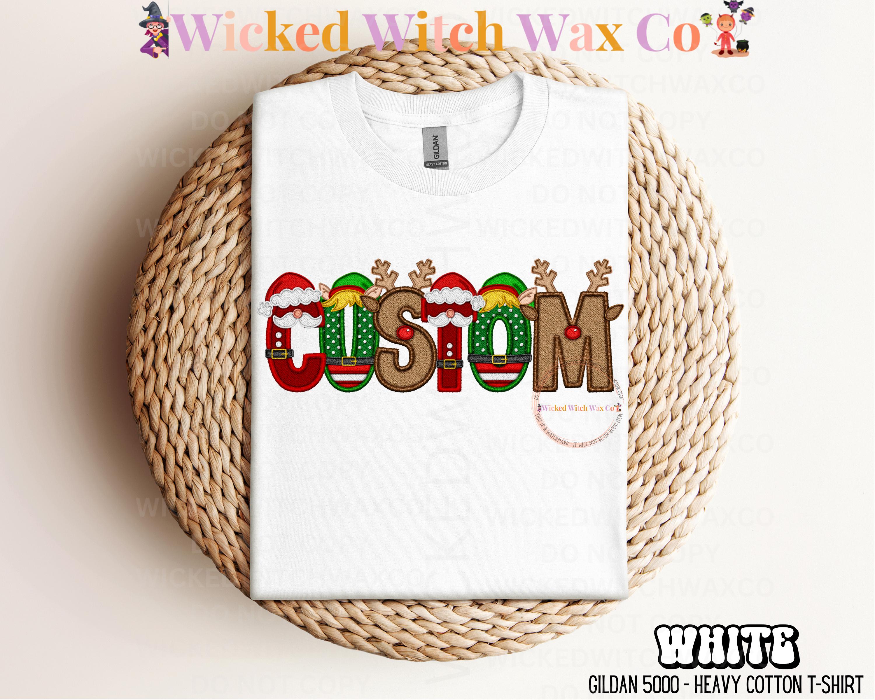 Christmas Custom Name PNG | Faux Embroidery | Santa, Reindeer, Elf ...