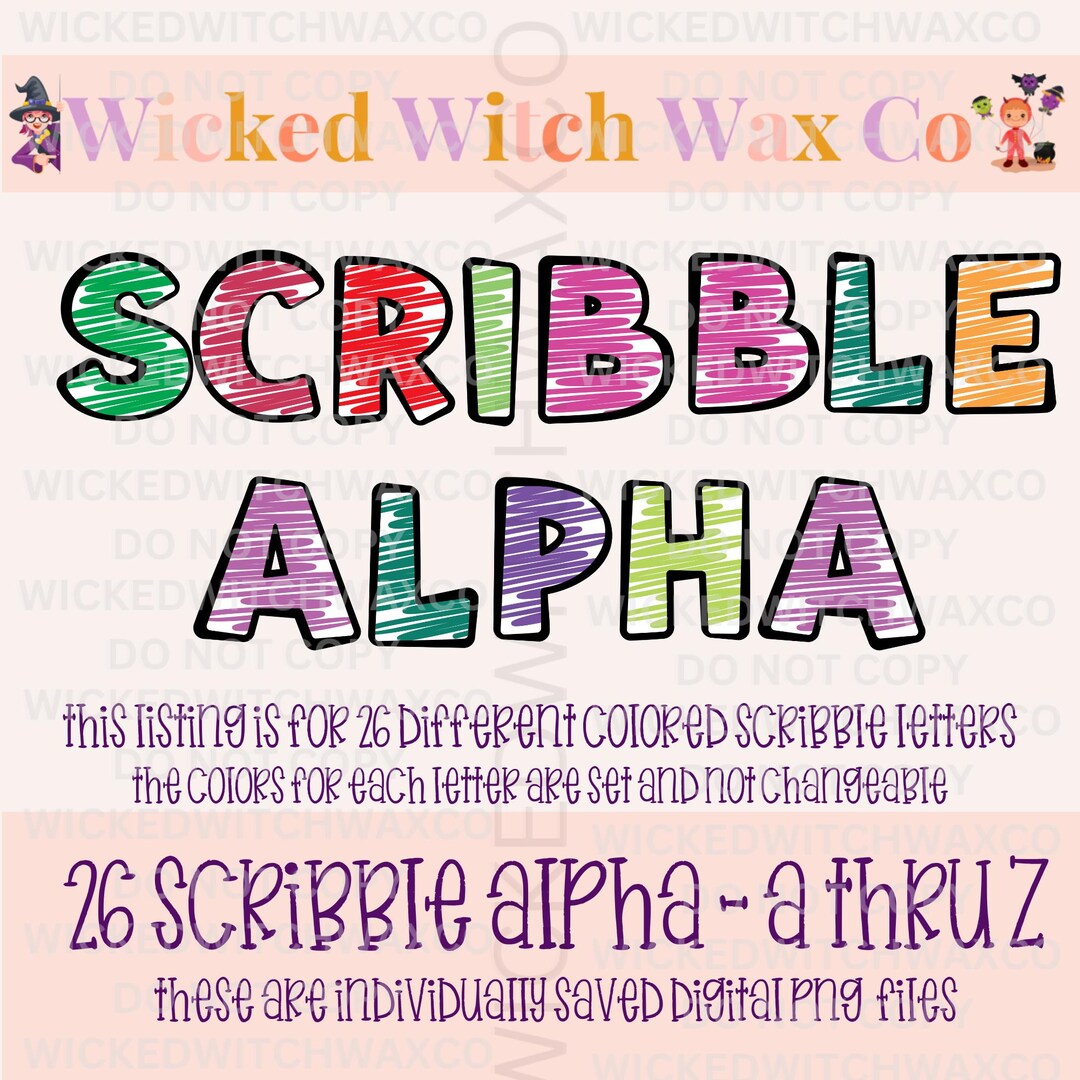 Scribble Alpha | Crayon Scribble Alpha | School Theme | Individual ...