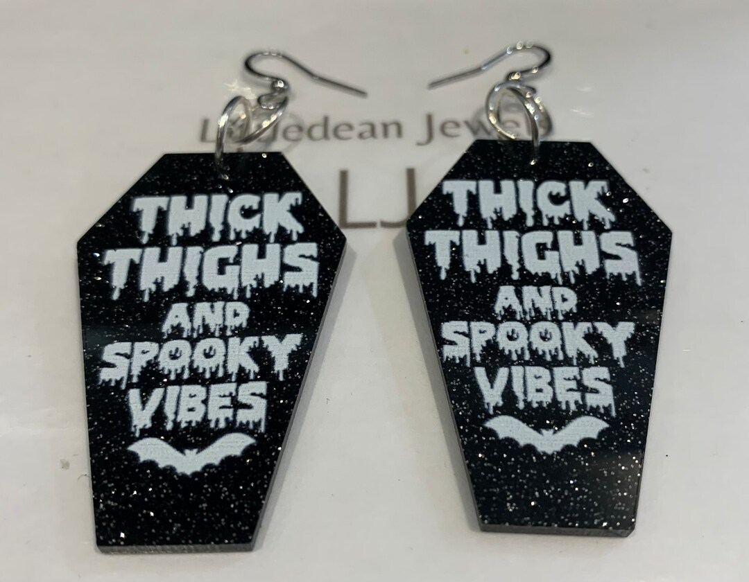 Thick Thighs and Spooky Vibes Coffin Shaped Goth Halloween Acrylic ...