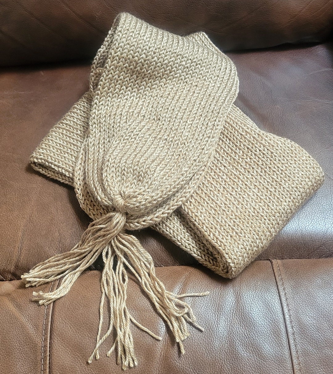 Handmade Knit Tan/light Brown Ladies Men's 6 Foot Long Scarf - Etsy