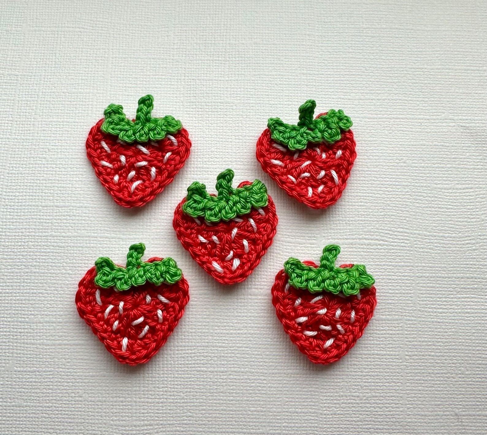 Crochet Small Strawberries Applique Set of 5, Party Red Strawberries ...