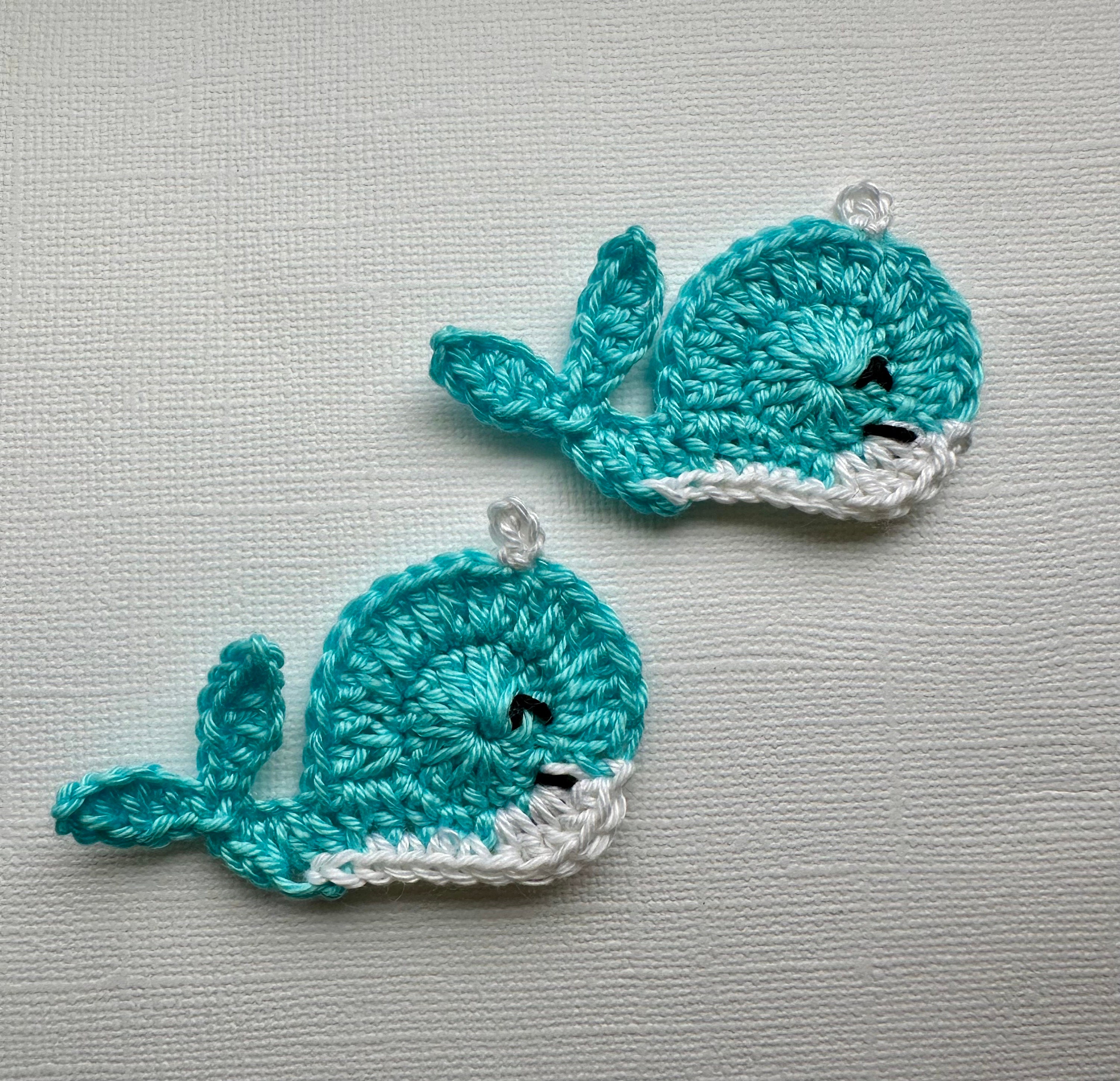 Crochet Appliqués Set of 2 Blue, Crochet Whale Appliqué Fish - Etsy