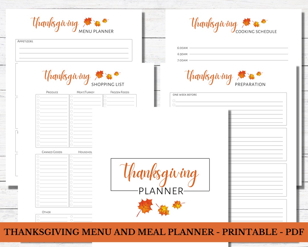 Printable Thanksgiving Planner, Thanksgiving Meal Planner Printable ...