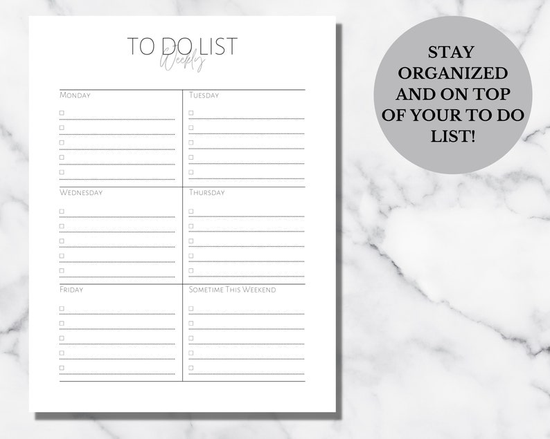 Weekly to Do List Printable, Weekly Schedule, Productivity Planner ...