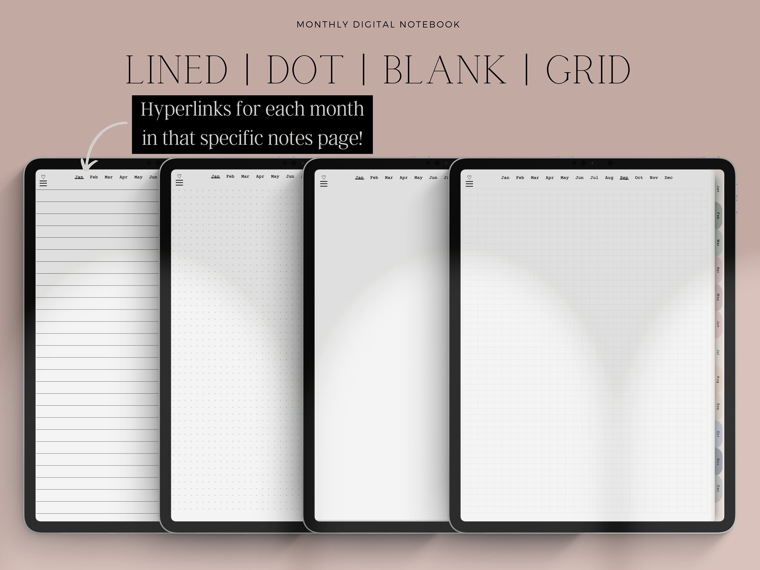 That Girl Aesthetic Digital Planner Simple Minimalist Digital Notebook ...