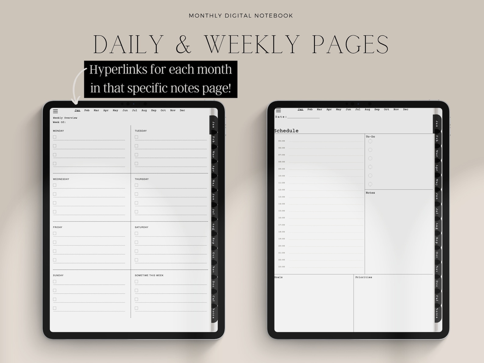 Simple Minimalist Digital Notebook Goodnotes Aesthetic 2023 Daily ...