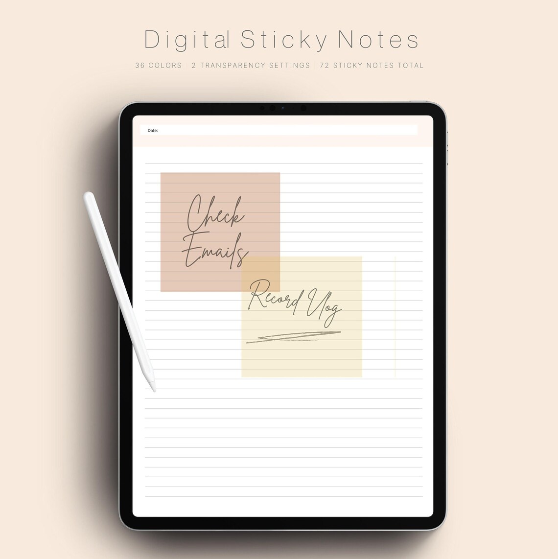 Digital Sticky Notes, Neutral Tones, Instant Digital Download ...
