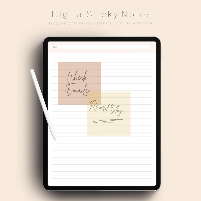 Digital Sticky Notes, Neutral Tones, Instant Digital Download ...