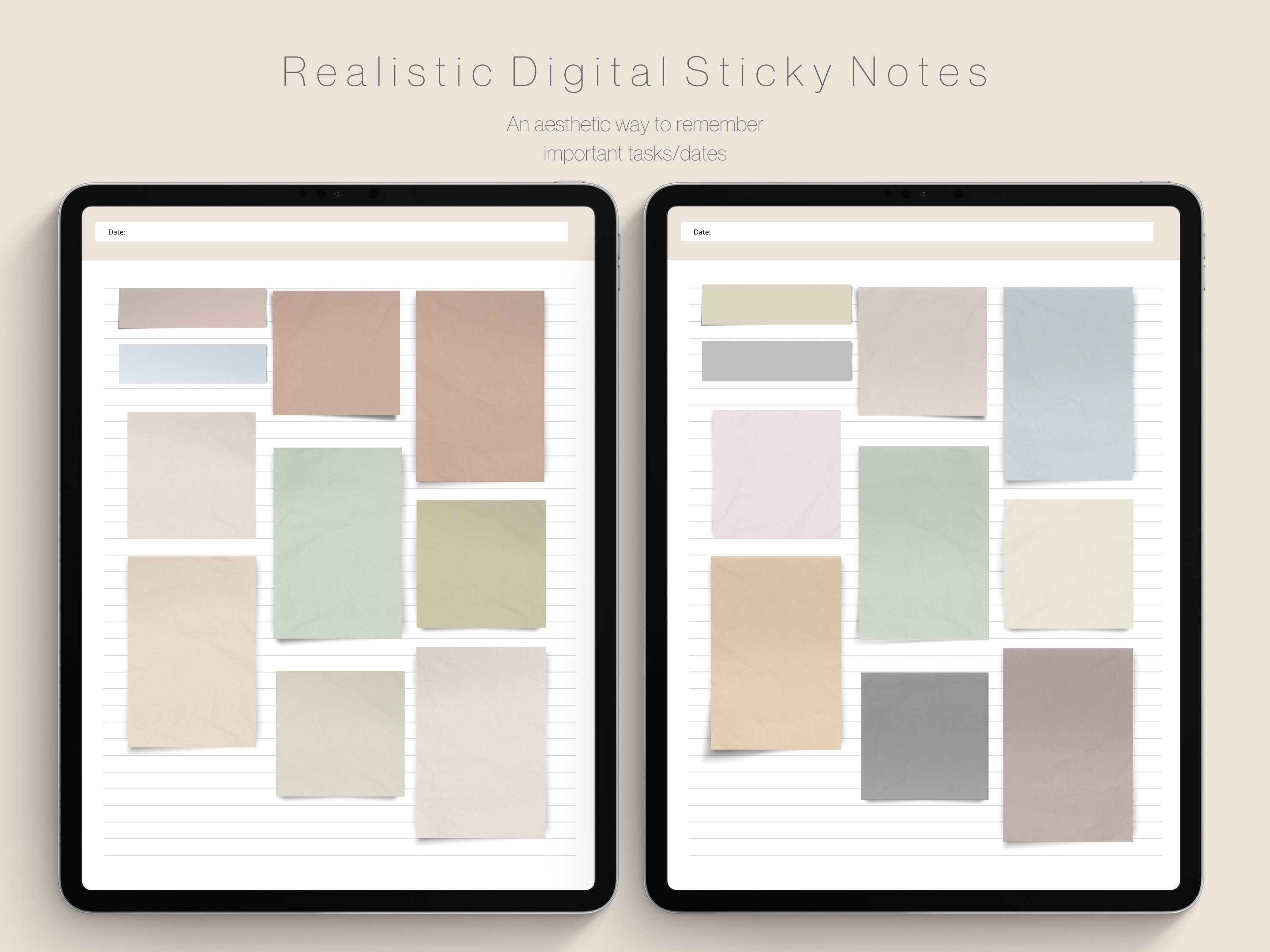 Digital Sticky Notes, Neutral Tones, Instant Digital Download ...