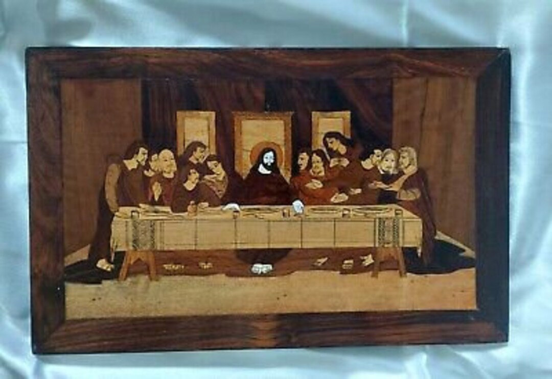 Vintage Last Supper Wooden Inlay Marquetry Art Piece 13 - Etsy