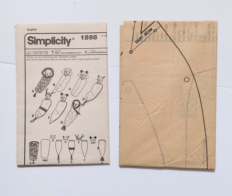 Simplicity Pattern 1898 Babies Costume Swaddling Sacks Hats Sewing XXS ...