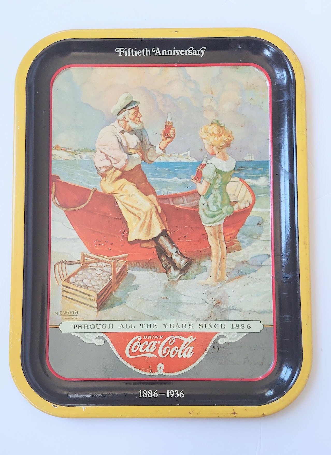 Coca-cola N C Wyeth Sea Captain Vintage Metal Tray 13.5 X 10.25 Ohio ...