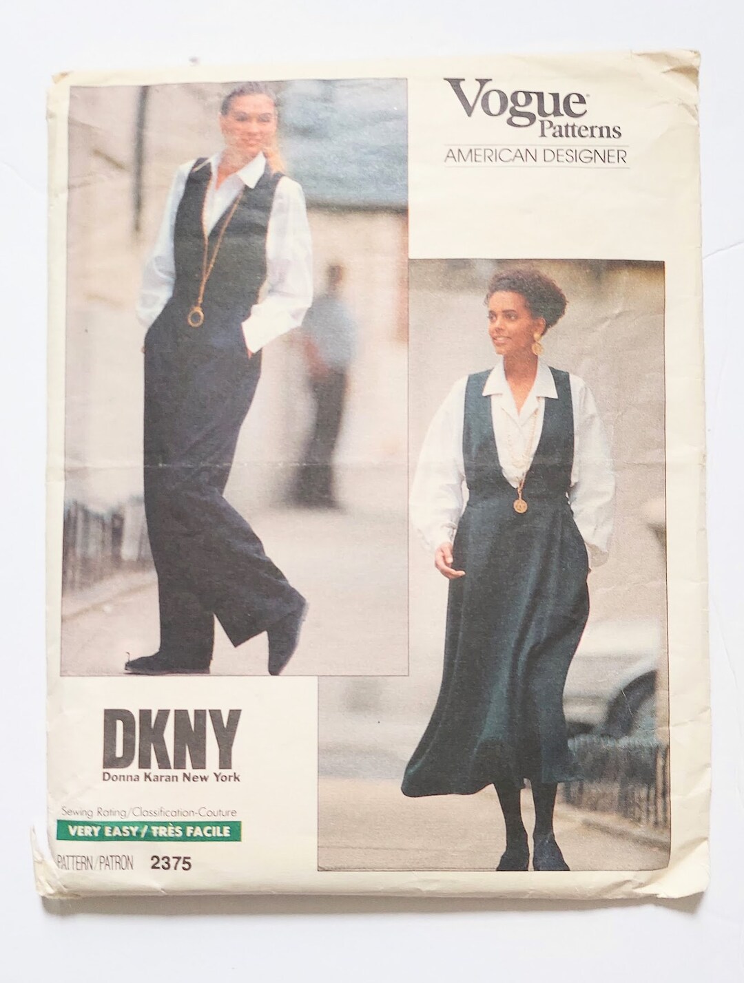Vogue American Designer DKNY Pattern 2375 Jumper and Jumpsuit Size 6-10 Cut 1989 - Etsy