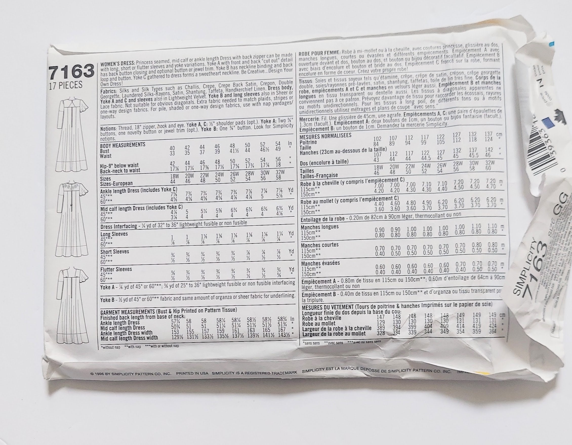 Simplicity Sewing Pattern 7163 Full Figure Solutions Long Dress Robe ...