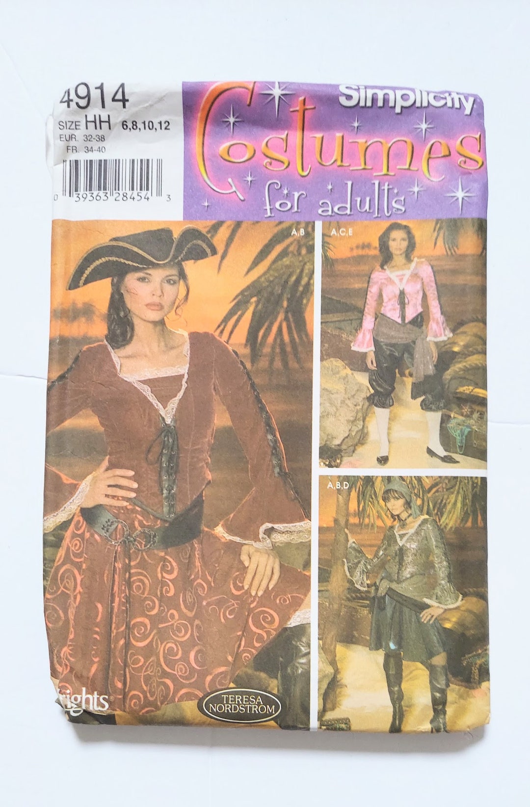 Simplicity Costume Sewing Pattern 4914 Womens Pirate Costumes Size 6 12 ...