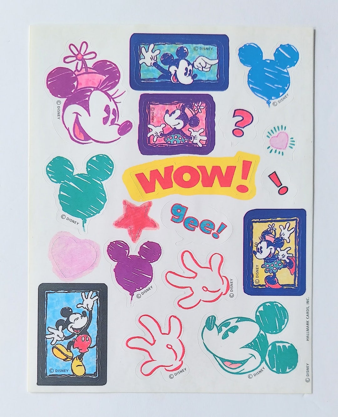 Mickey and Minnie Vintage Hallmark Disney Sticker Sheet 6 X 5 - Etsy