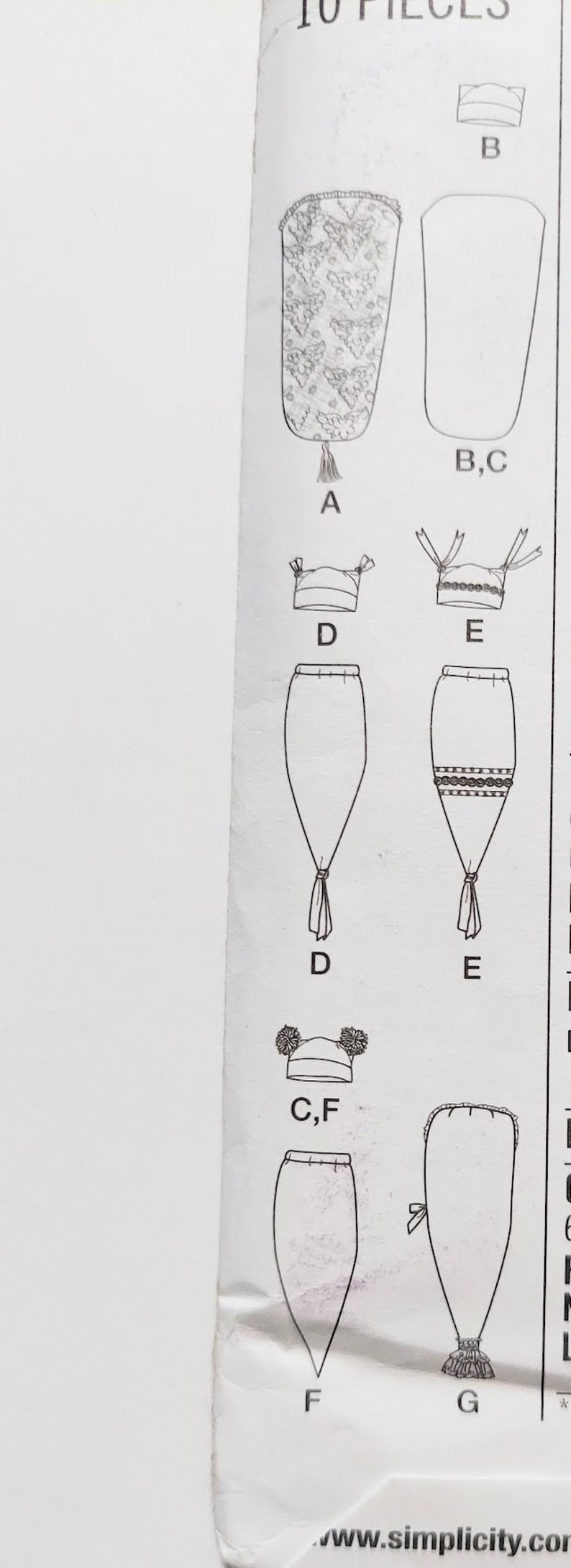 Simplicity Pattern 1898 Babies Costume Swaddling Sacks Hats Sewing XXS ...