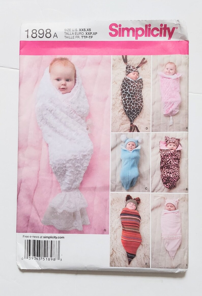 Simplicity Pattern 1898 Babies Costume Swaddling Sacks Hats Sewing XXS ...