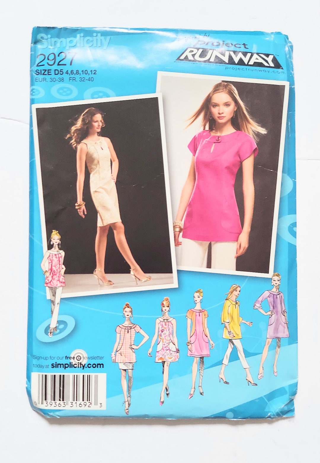 Simplicity Project Runway Sewing Pattern 2927 Blouse Dress Size 4-12 ...