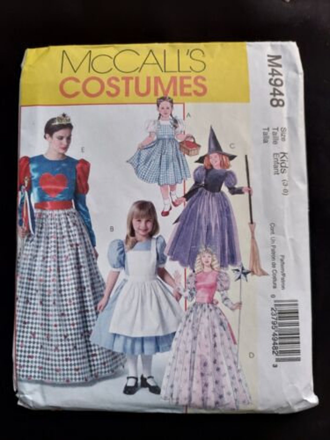Mccall's Costumes Pattern M4948 Dorothy Snow White Size Kids 3-8 Uncut ...