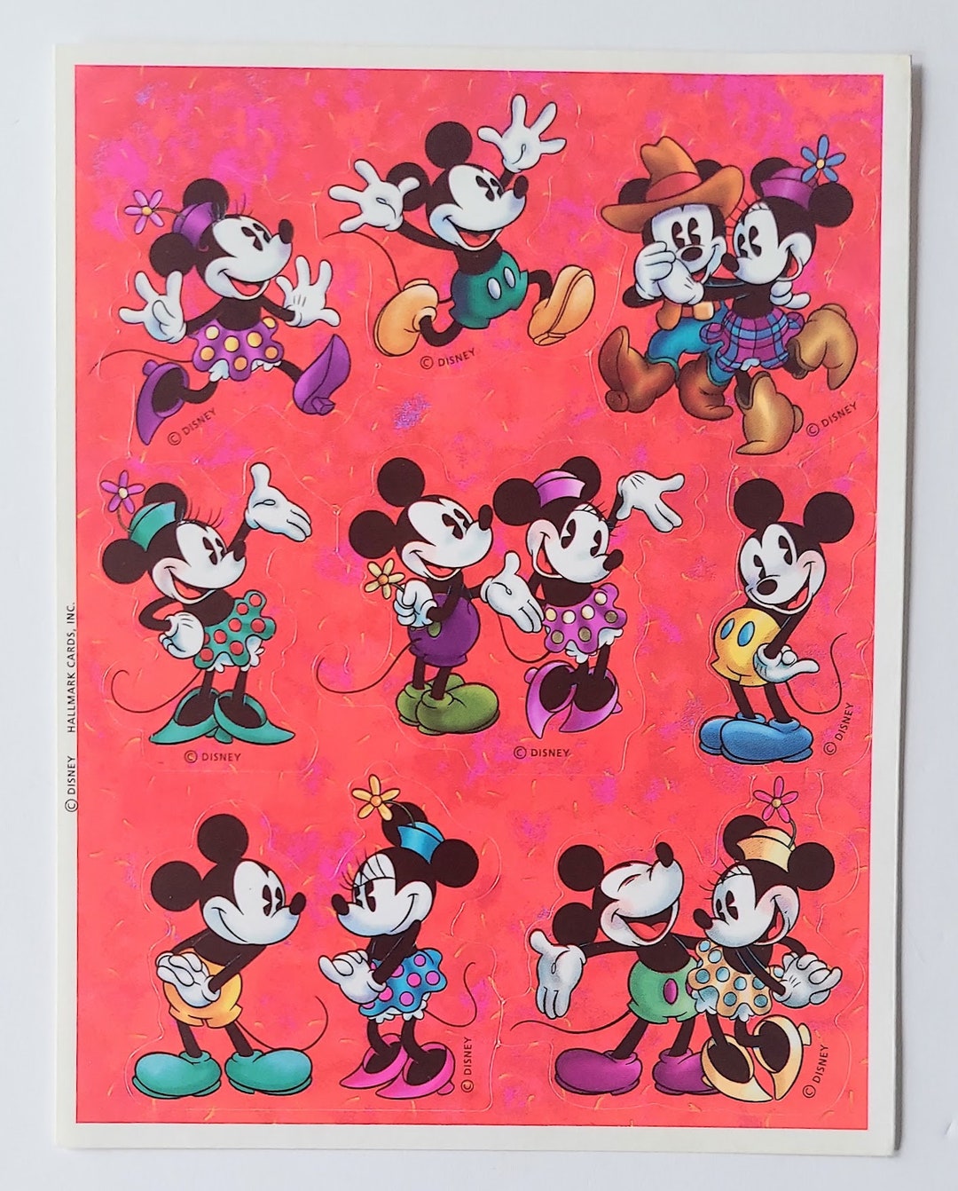 Mickey and Minnie Mouse Vintage Disney Hallmark Sticker Sheet 6 X 5 - Etsy