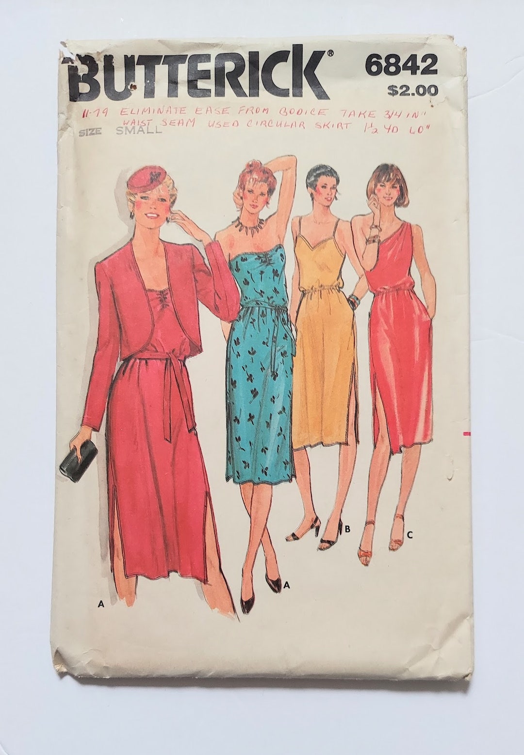 Butterick Sewing Pattern 6842 Missus Jacket Dress Belt Vintage 20 ...