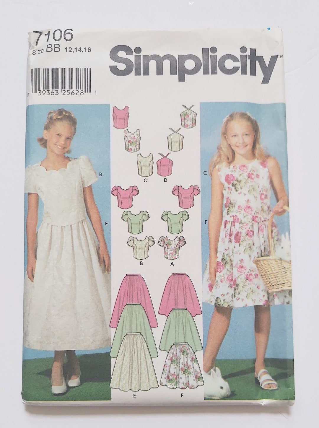Simplicity Sewing Pattern 7106 Girls Skirt 2 Lengths Tops Size 12-16 ...