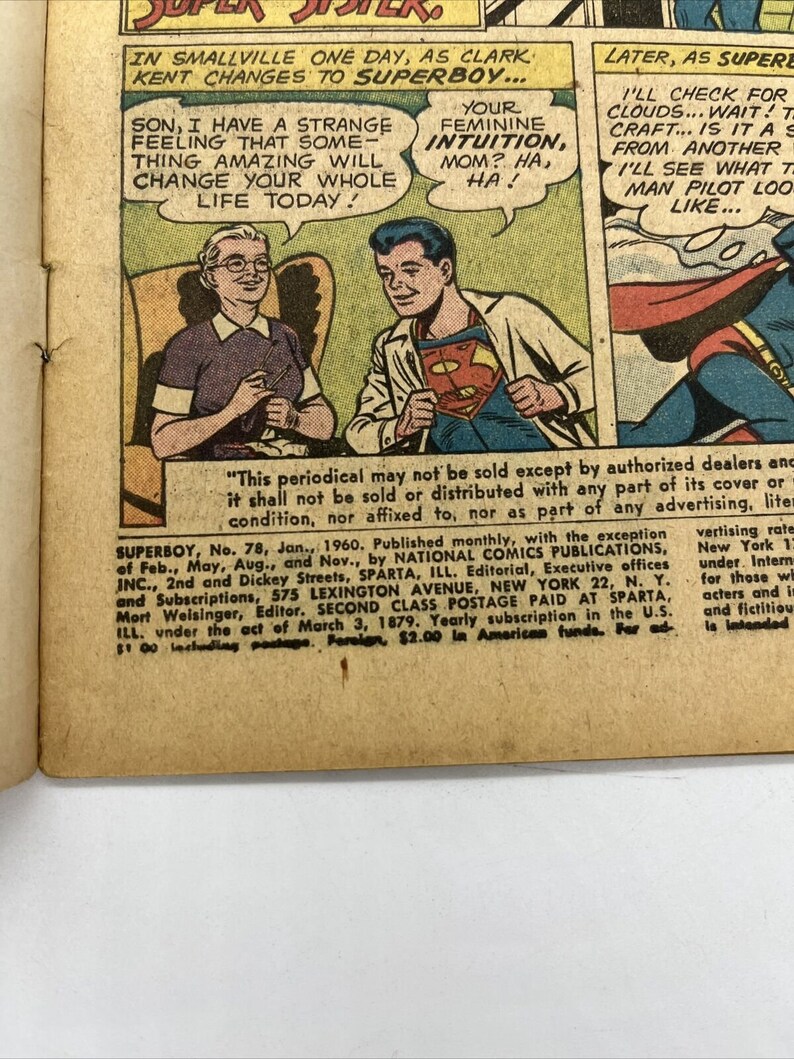 DC Comics Superboy Comic Book, 1960, No 78 - Etsy