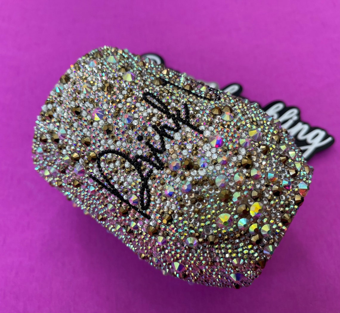 Gold Chunky Rhinestone Cup 12oz. Straight Clear Lid - Etsy