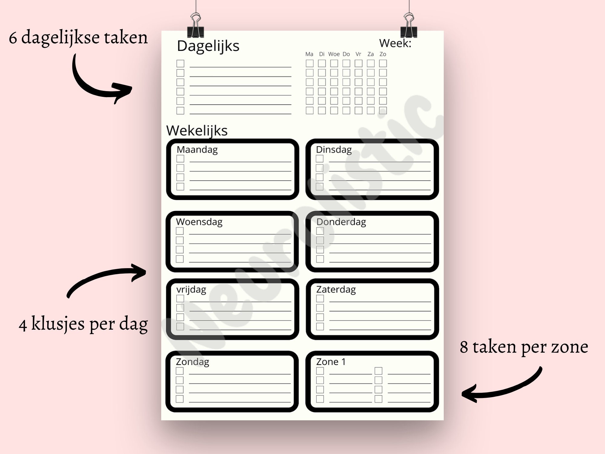 Adhd schoonmaakplanner, Neurodiverse planner, Huishoudschema, Printbaar ...