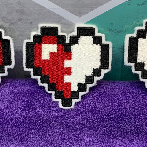 Pixel Hearts Iron on Patch Shiny Metallic Embroidered. 8 - Etsy