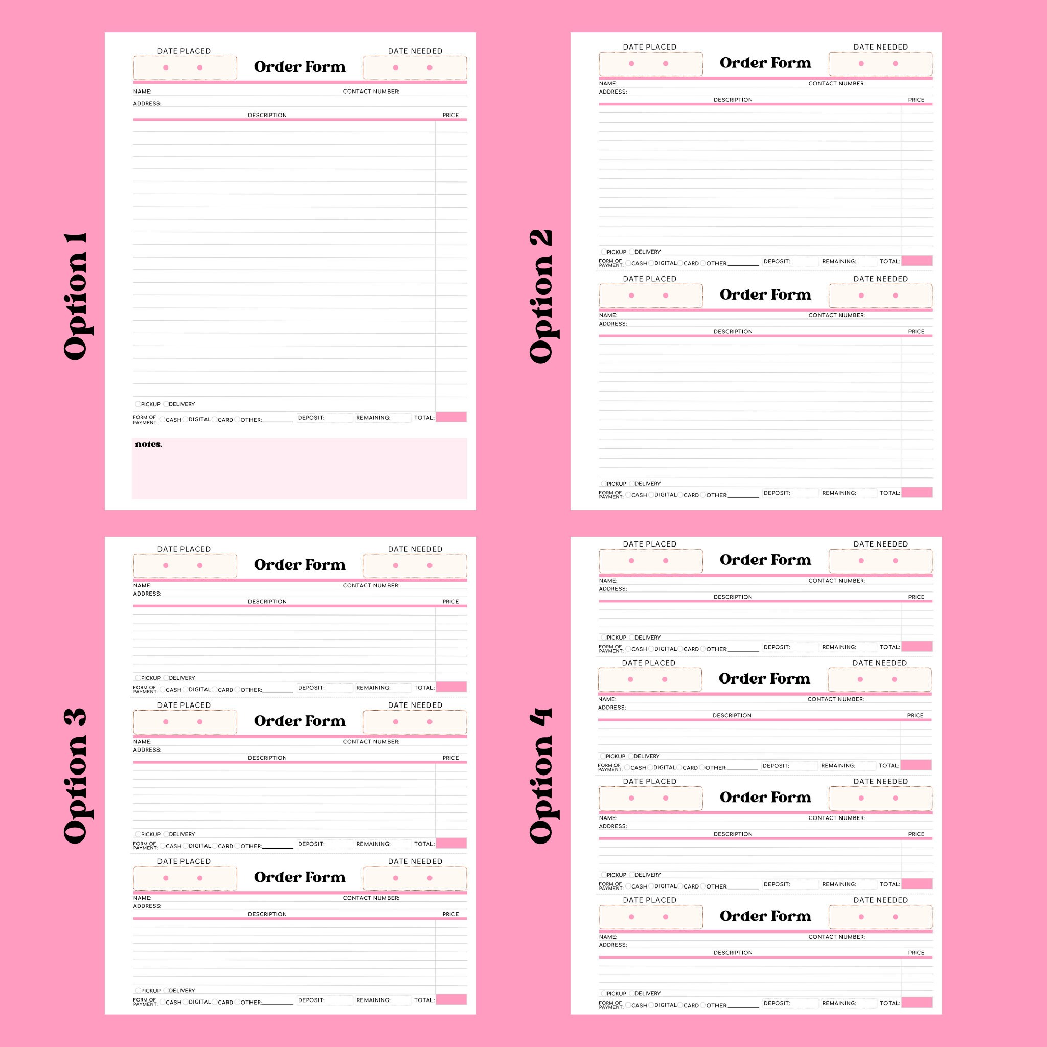 Custom Order Form Book Small Business Order Form Book Personalized ...