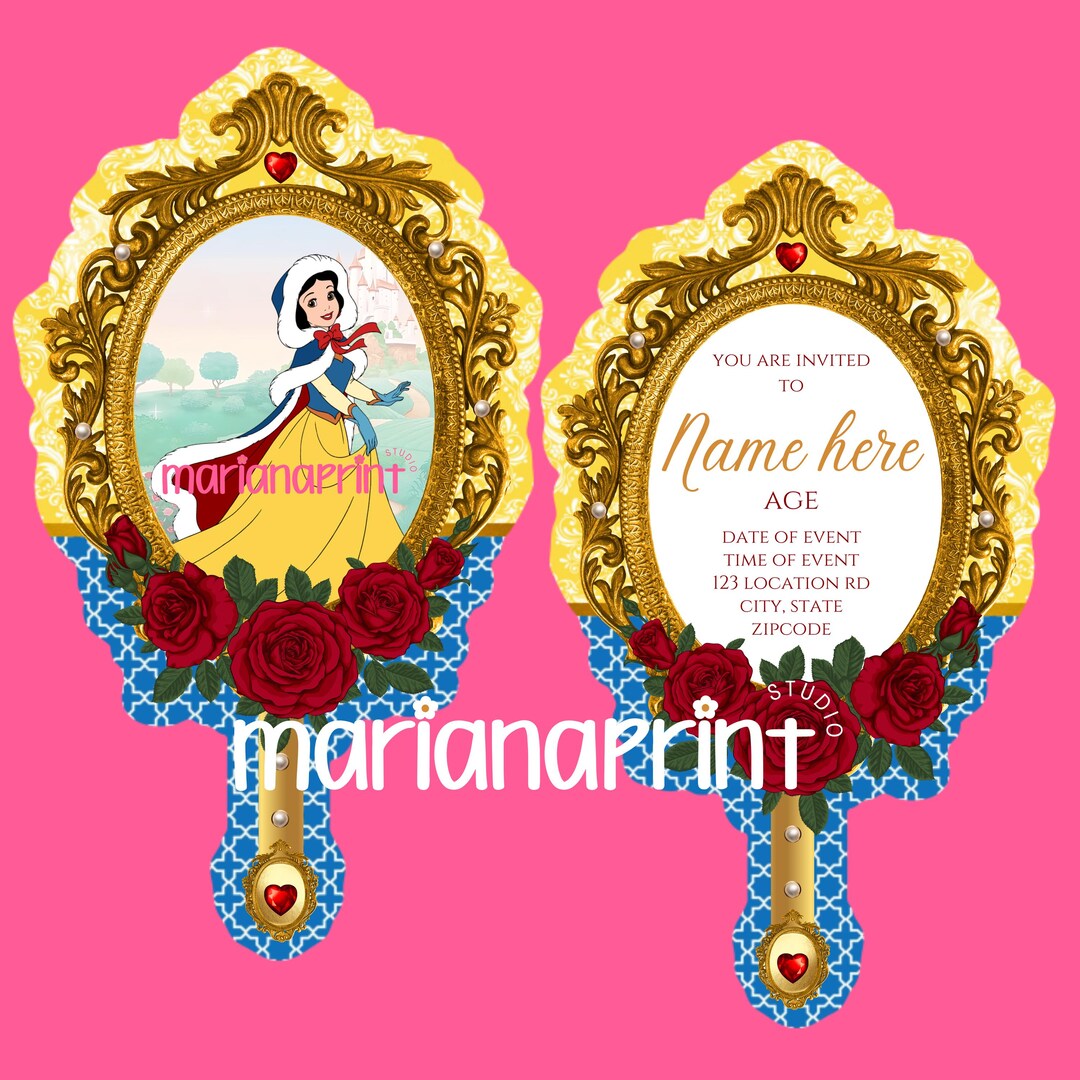 Princess Mirror Invitation: Gold Foil, Fairytale Party - Etsy