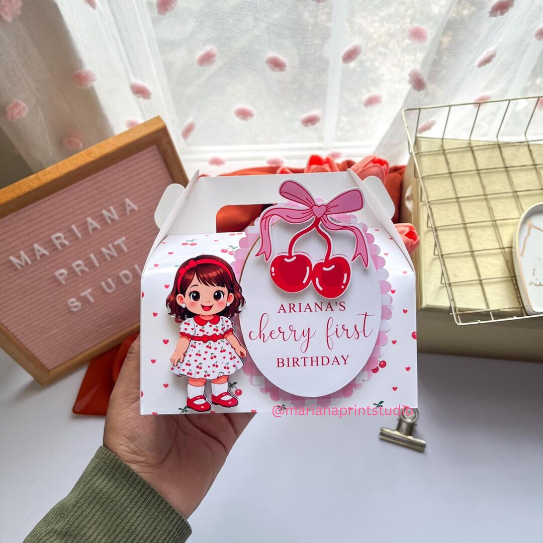 Cherry Party Favor Box | Cherry Theme Gable Boxes 3D - Etsy