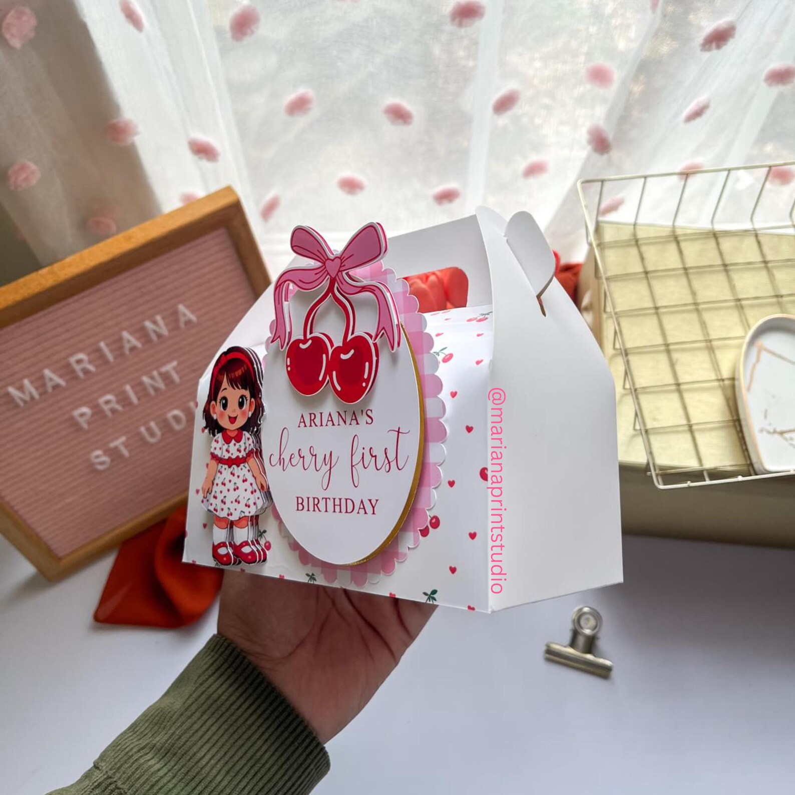 Cherry Party Favor Box | Cherry Theme Gable Boxes 3D - Etsy