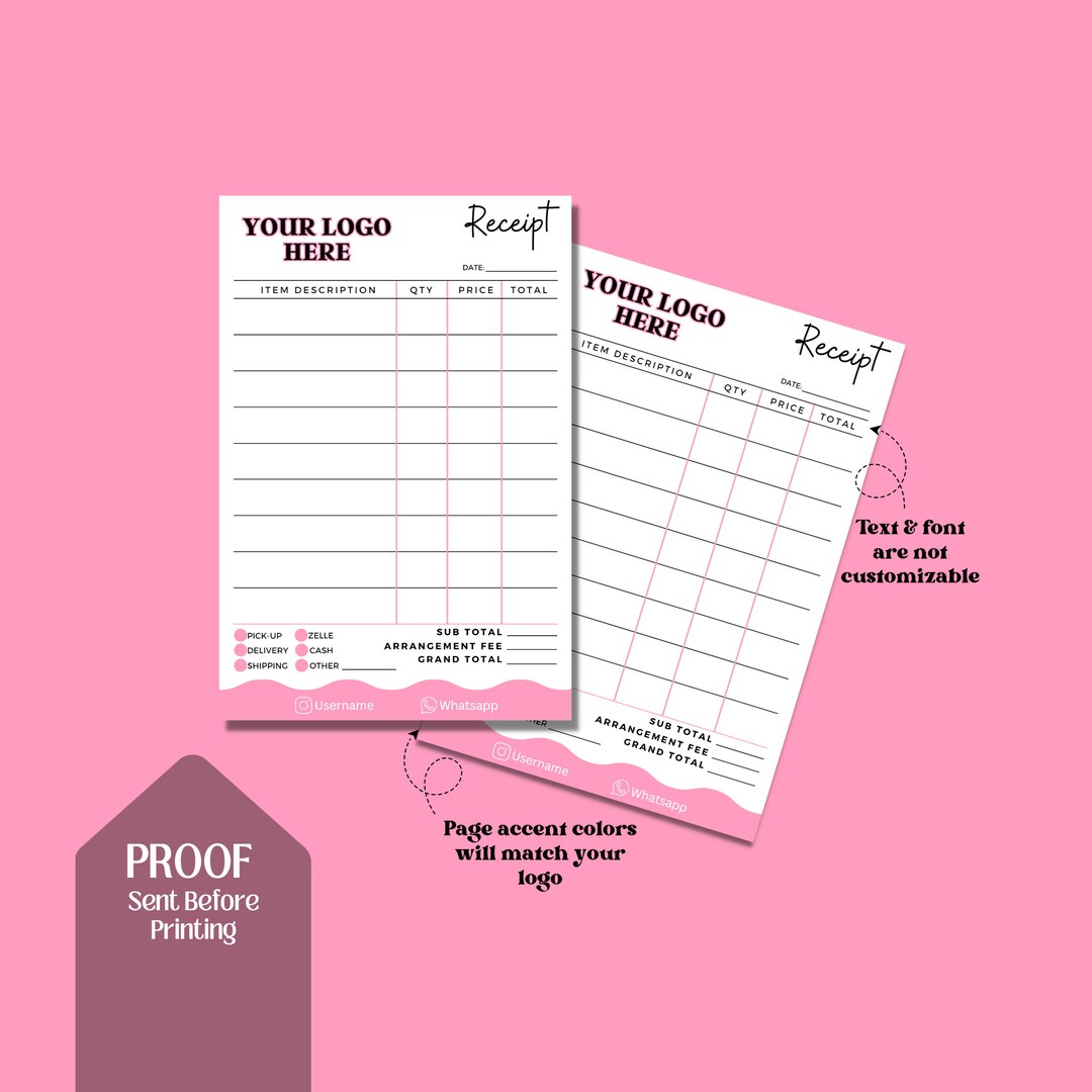 Personalized Small Business Receipts Receipt Pad for Small Business ...