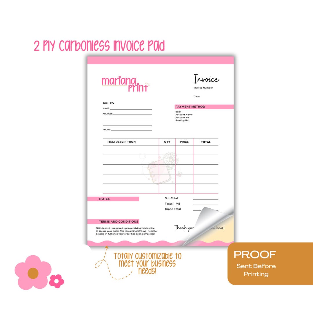 Personalized Carbonless Invoice Pad: Custom Small Business Invoices - Etsy