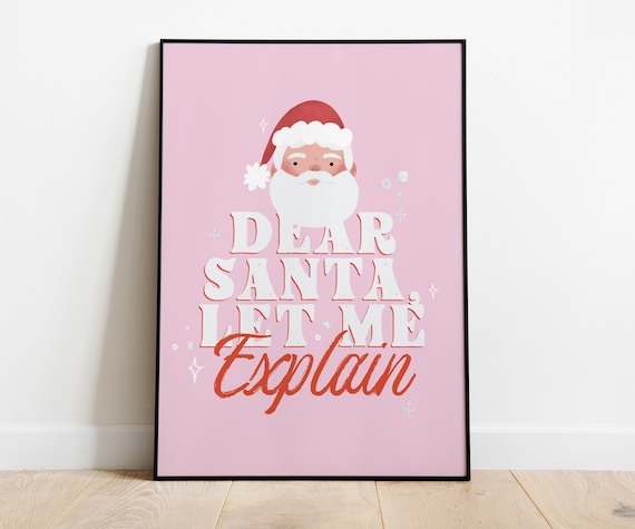 Santa Printable Art Santa Clause Print Pink Christmas - Etsy