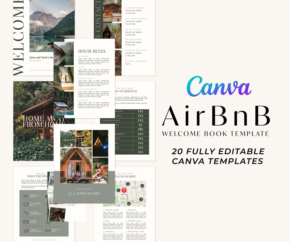Canva Airbnb Welcome Packet Template | Rental Host Manual Template ...