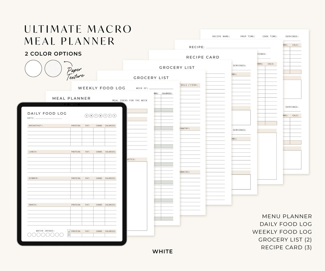 Ultimate Macro Meal Planner Digital Template, Weekly Menu Planner ...