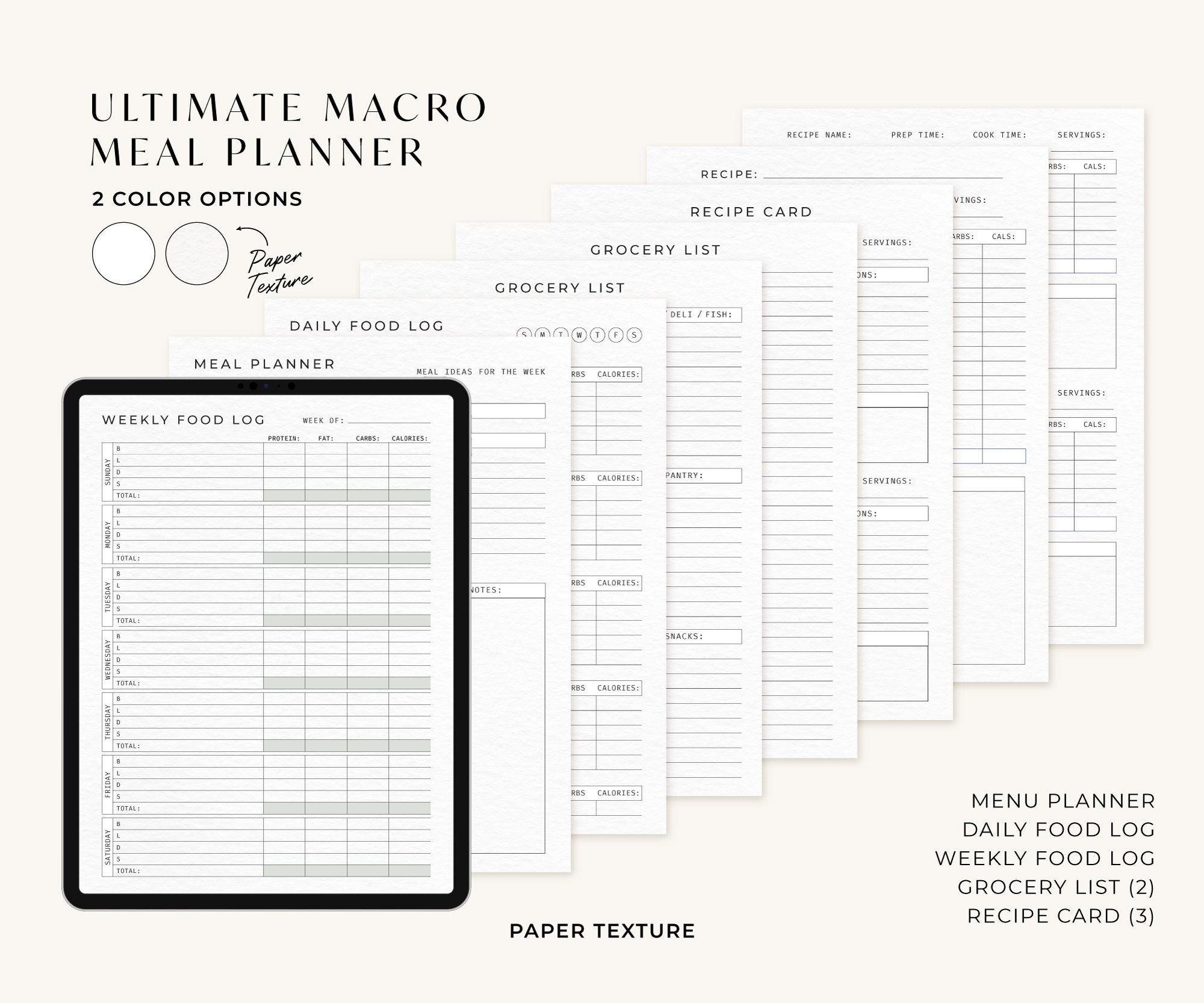 Ultimate Macro Meal Planner Digital Template, Weekly Menu Planner ...
