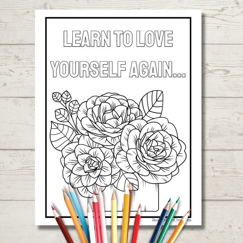10 Self Love Coloring Pages - Etsy