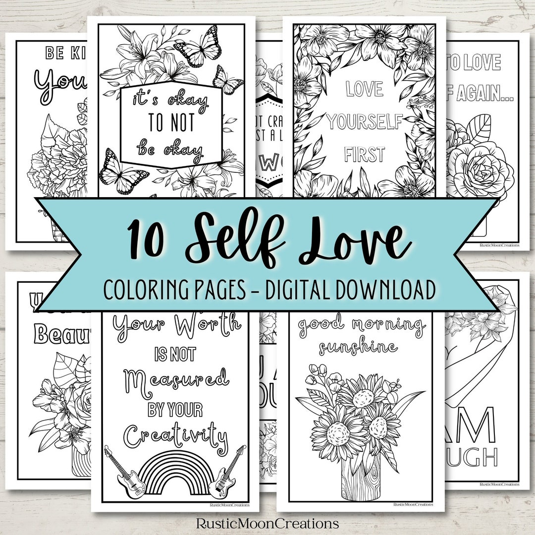 10 Self Love Coloring Pages - Etsy