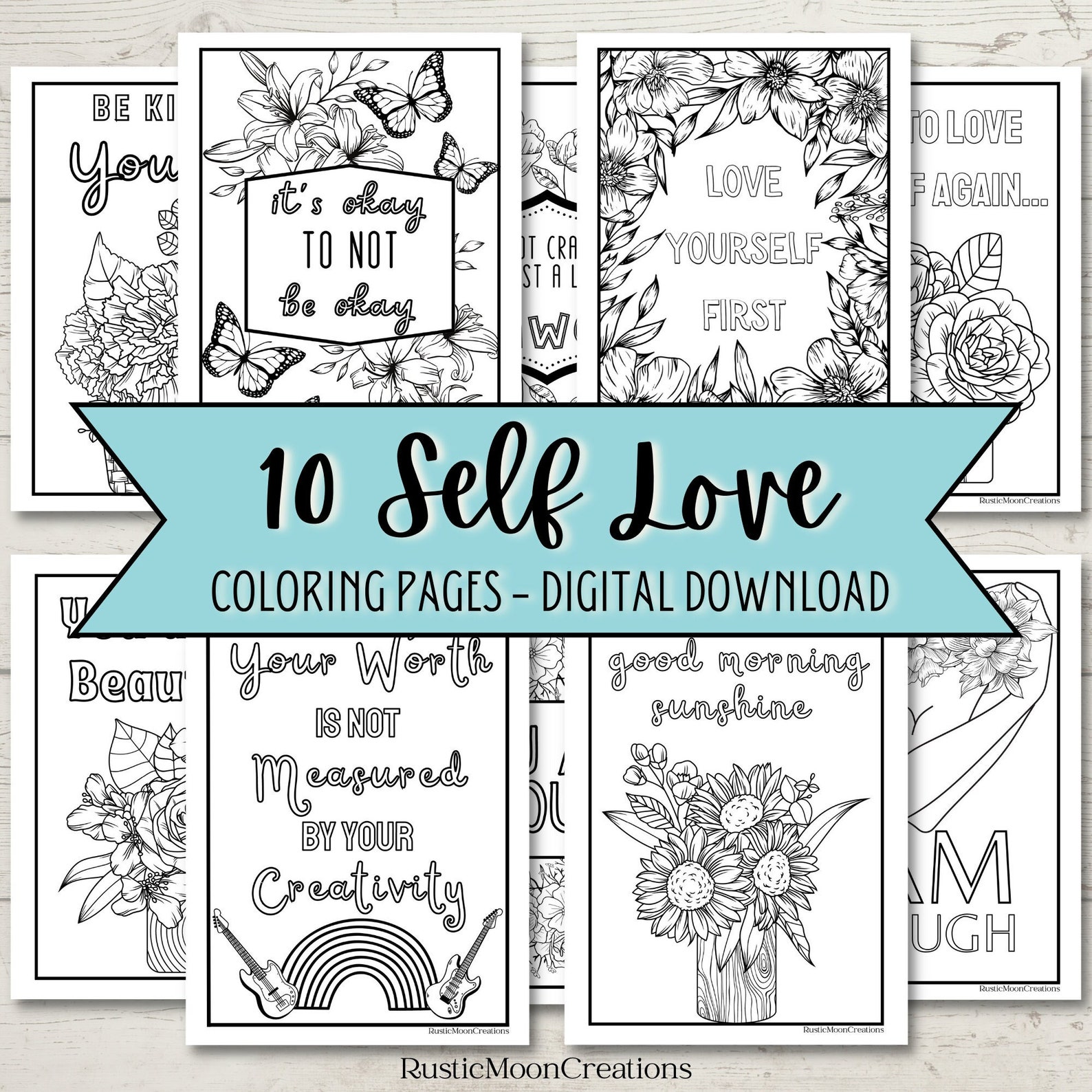 10 Self Love Coloring Pages - Etsy